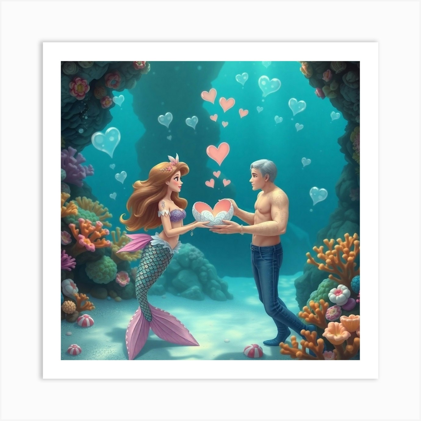Mermaid Couple Art Print by Annuudo - Fy