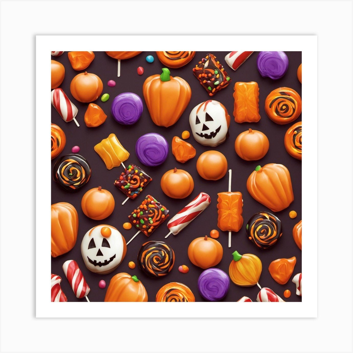 Halloween Candy Seamless Pattern 1 Art Print by Pat4U - Fy