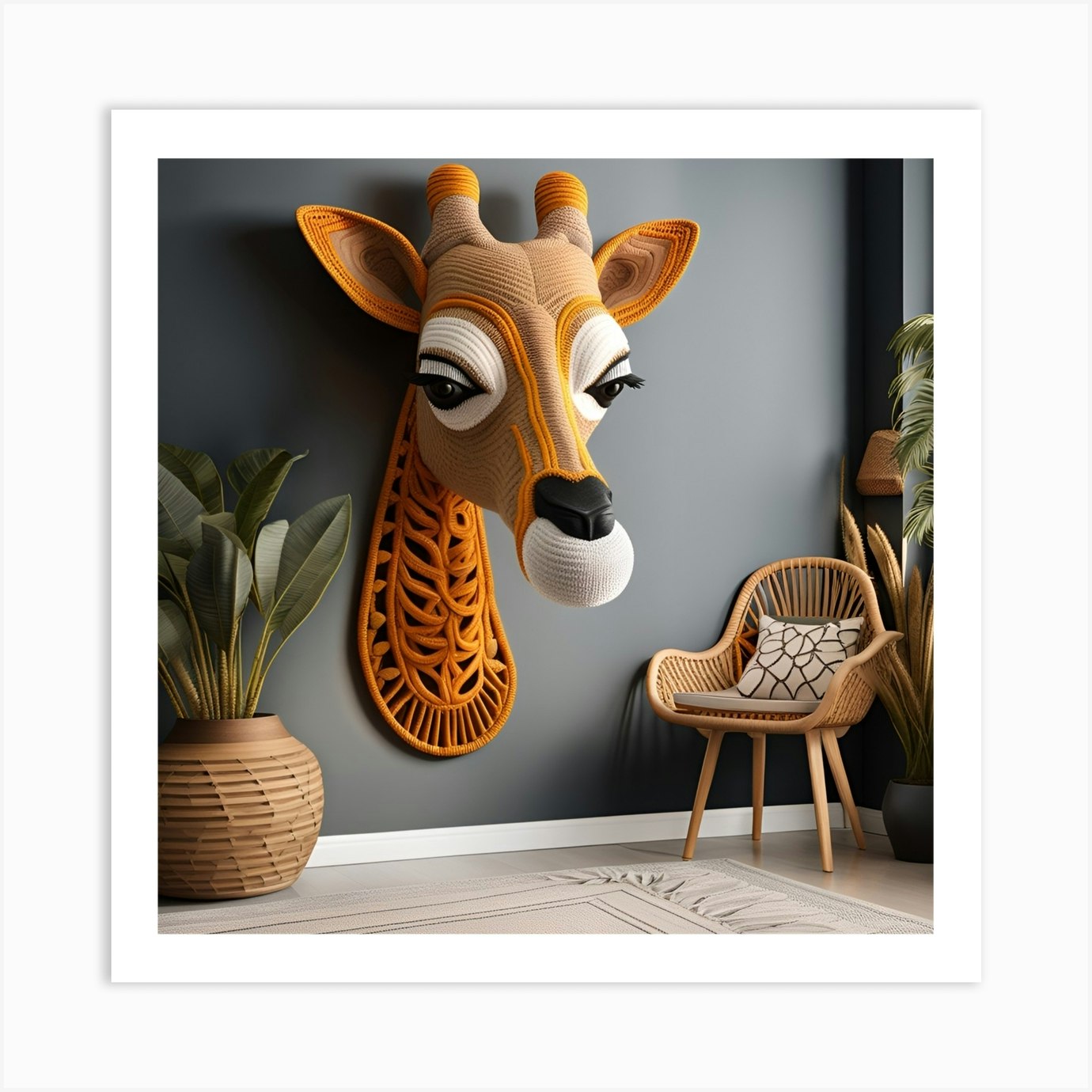 Giraffe Head Bohemian Wall Art 4 Art Print by Magical Arts Realm - Fy