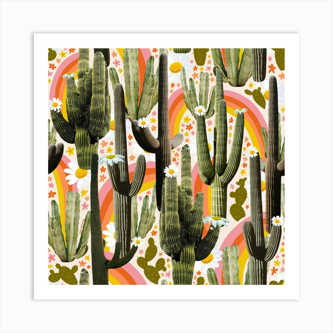 Cactus Collage Print Art Print by Doodle By Meg - Fy
