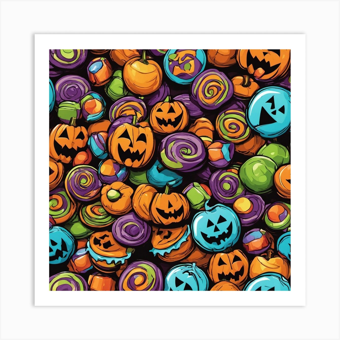 Halloween Candy Seamless Pattern 7 Art Print by Pat4U - Fy