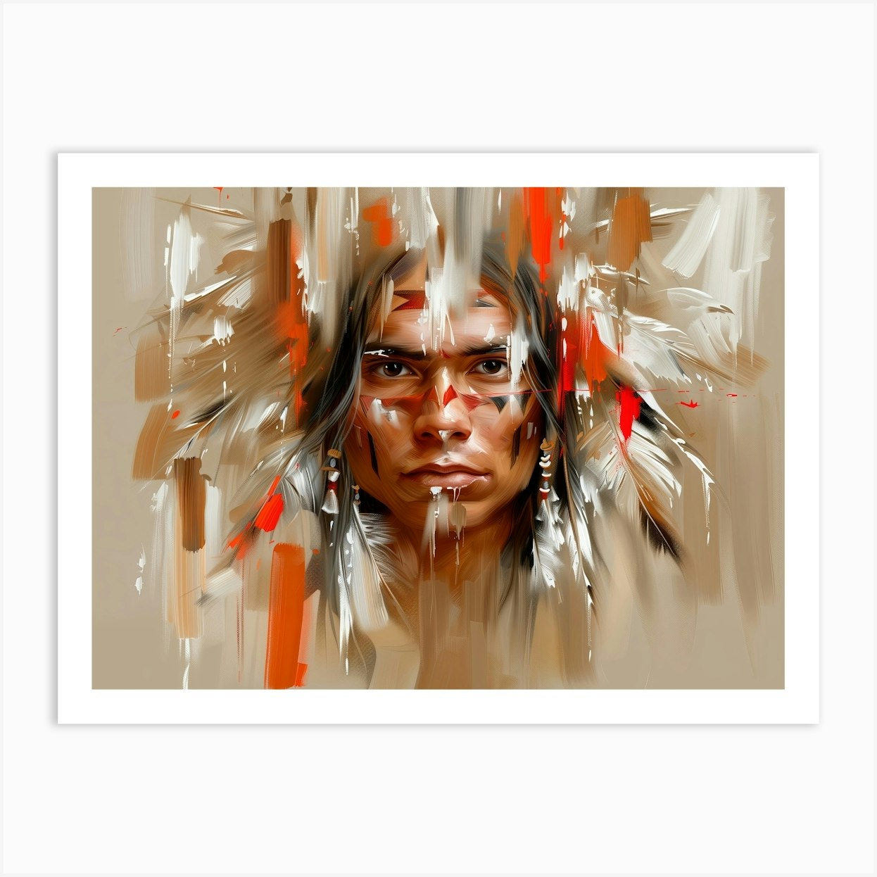 Native American Woman Art Print by Bearvalley Studio - Fy
