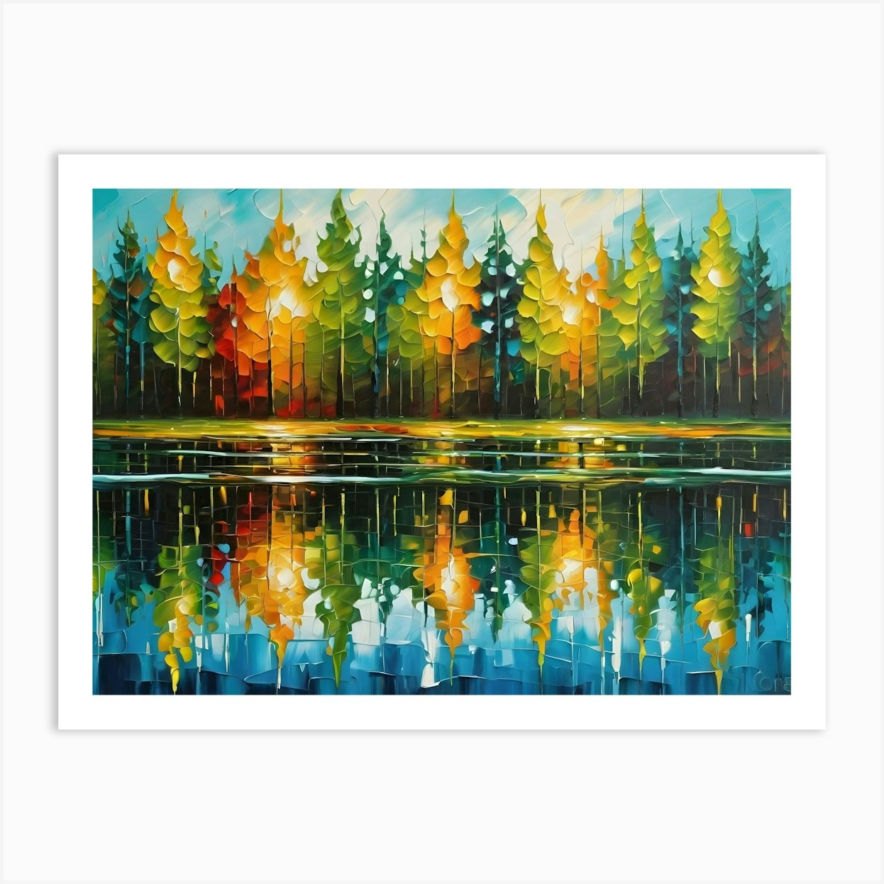 Colourful trees Reflections In The Water Art Print by KarloCuris - Fy