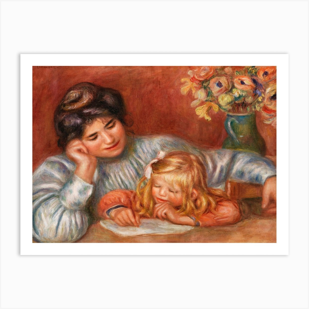 Writing Lesson, Pierre Auguste Renoir Art Print by Fy! Classic Art ...