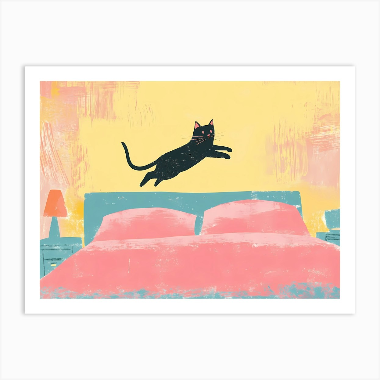 My Bed? Her Trampoline Art Print by littlewhitecat - Fy