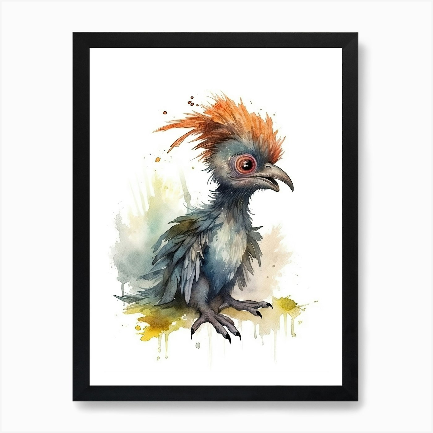 Microraptor Cute Dinosaur Watercolour 4 Art Print by Dino Dreams Art - Fy