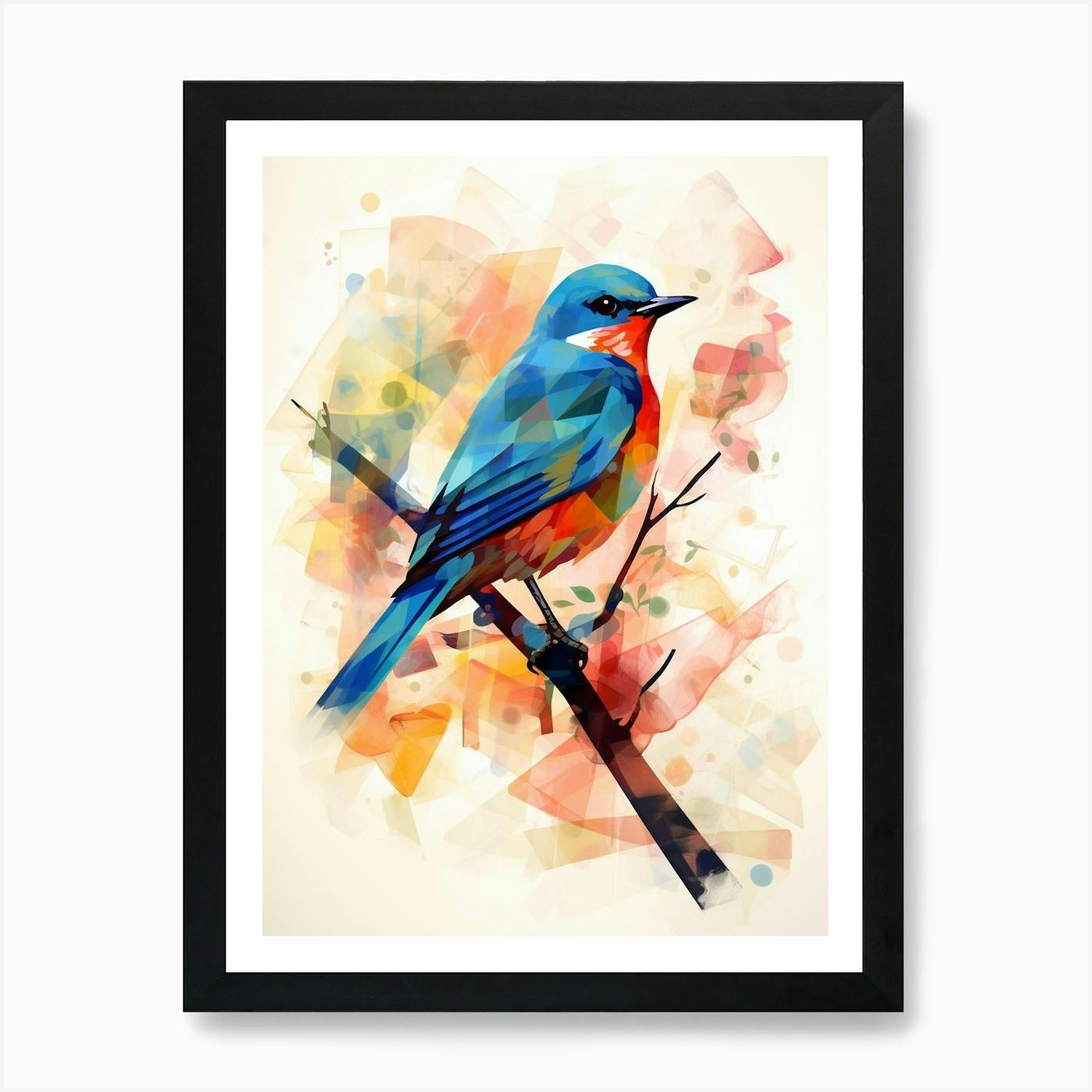 Bird Painting Collage Bluebird 7 Art Print by Feathered Muse Fy