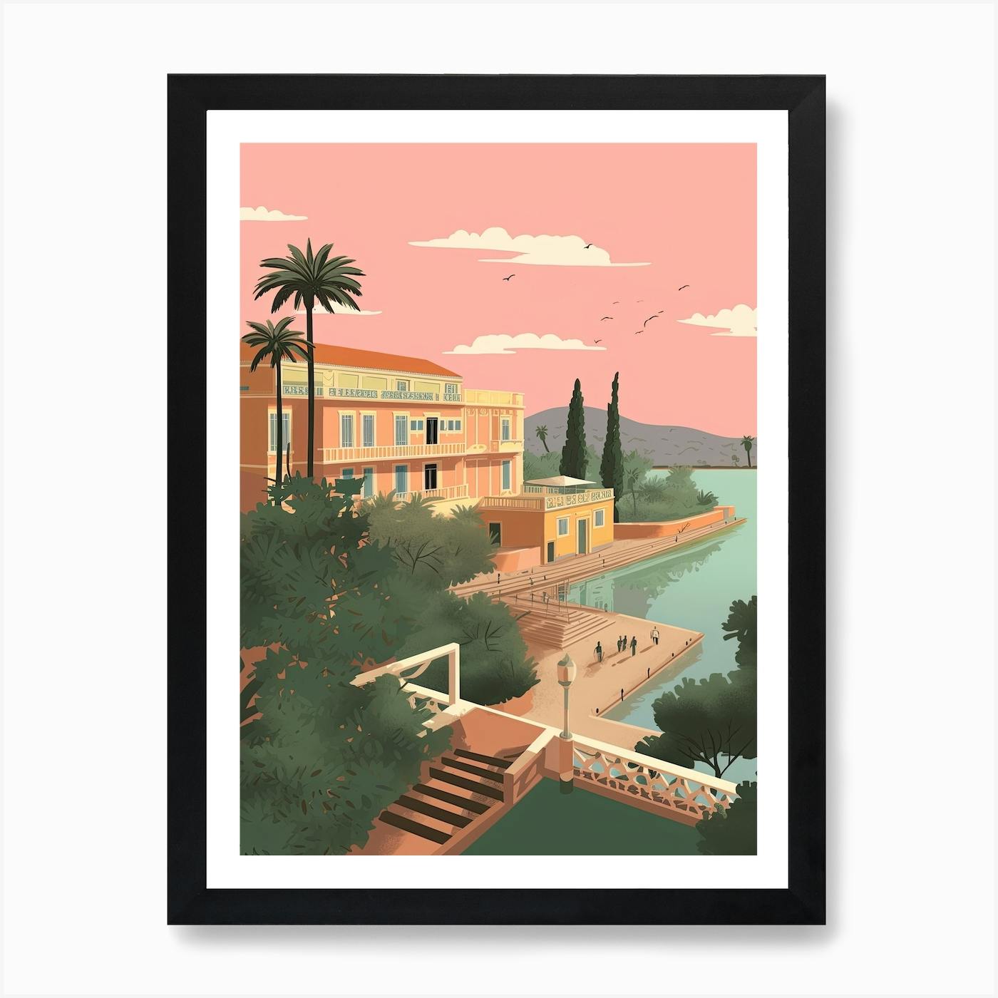 Luanda Angola Travel Illustration 3 Art Print by Fusion Designs - Fy