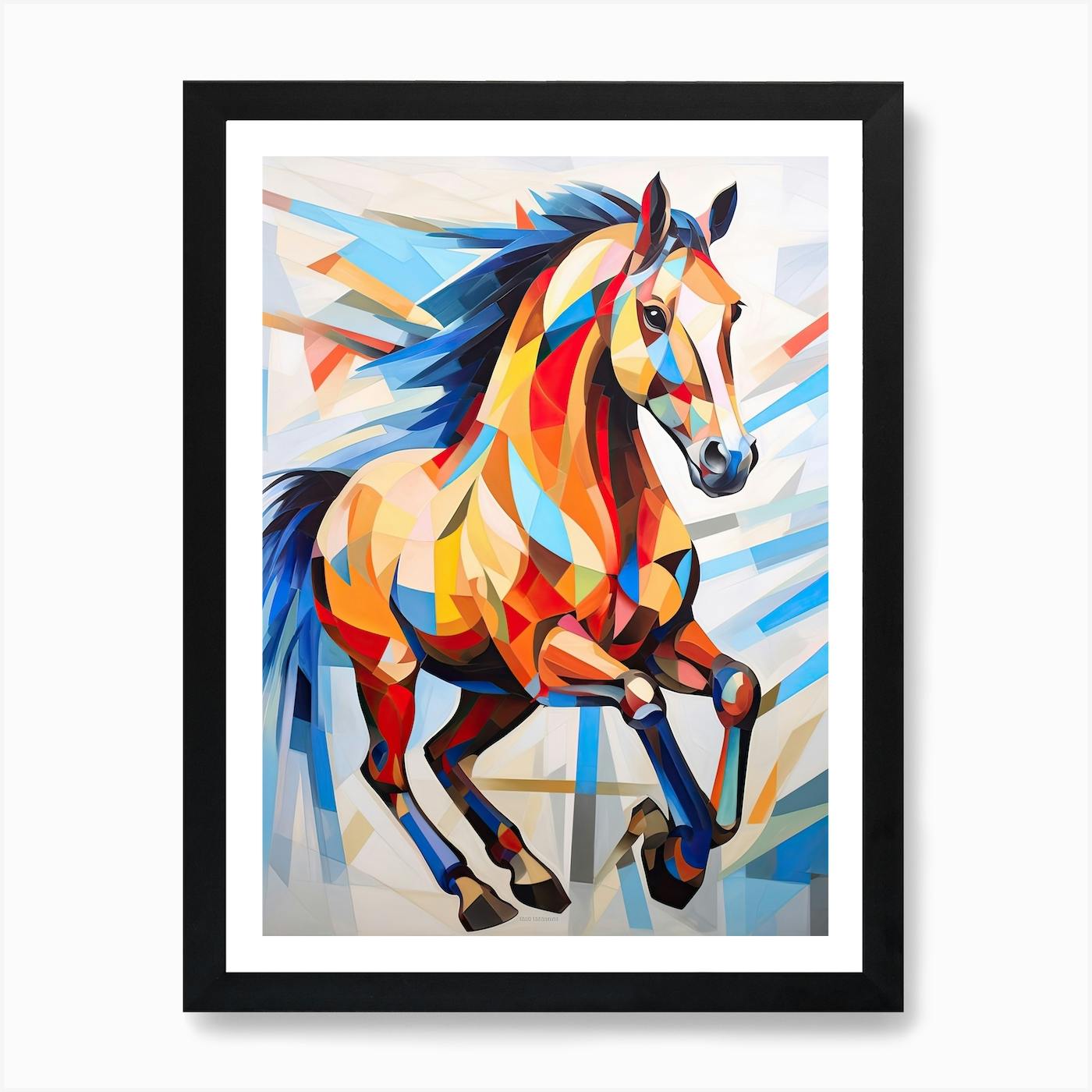 A Horse Painting In The Style Of Cubist Techniques 4 Art Print by ...