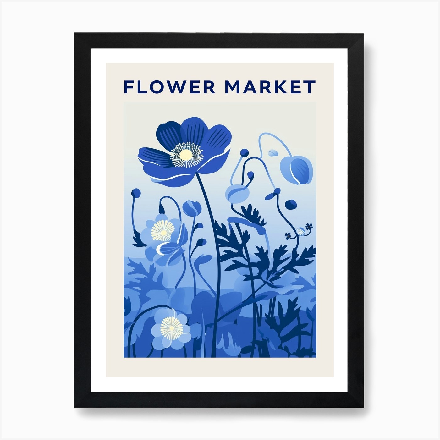 Blue Flower Market Poster 1 Art Print by Botanic Studio - Fy