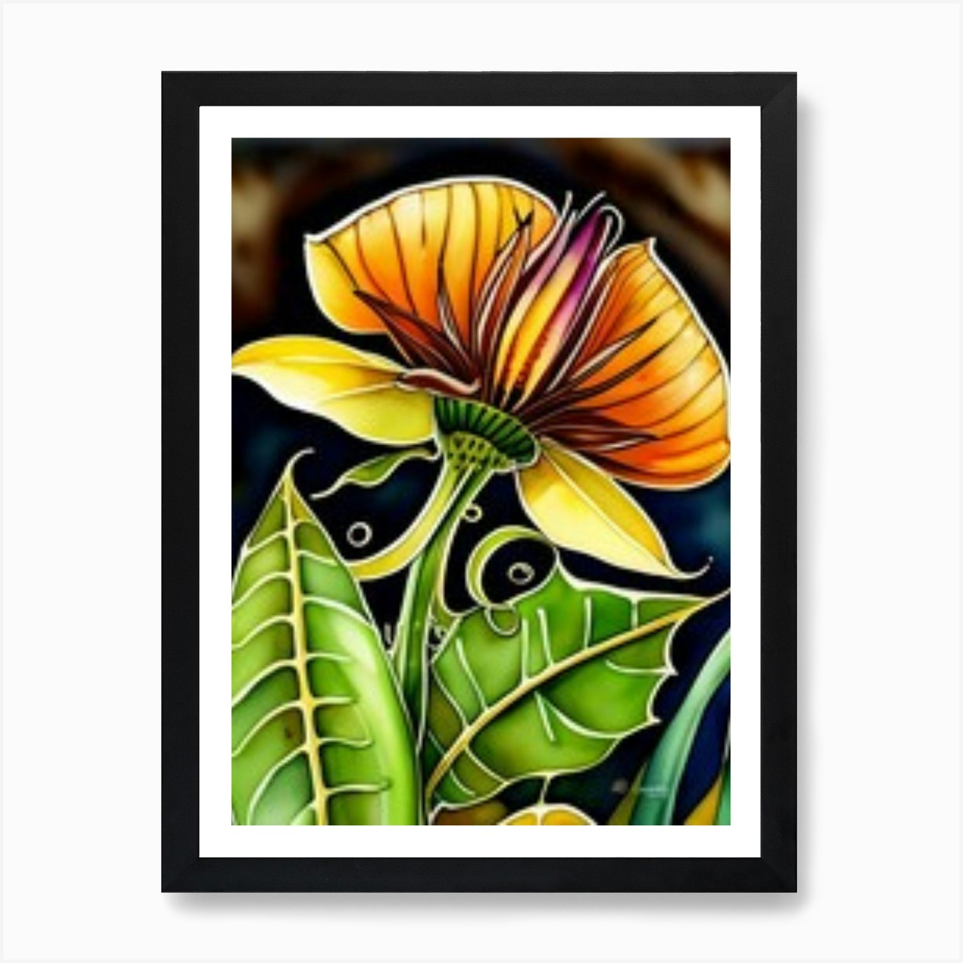 Stained Glass Flower Art Print By Superart Fy