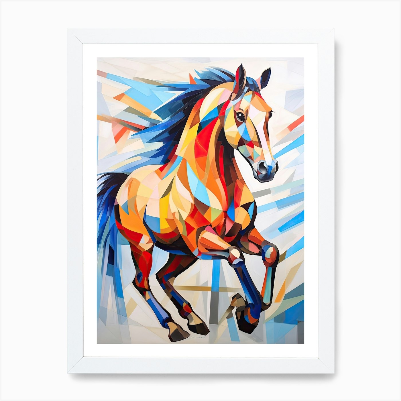 A Horse Painting In The Style Of Cubist Techniques 4 Art Print by ...