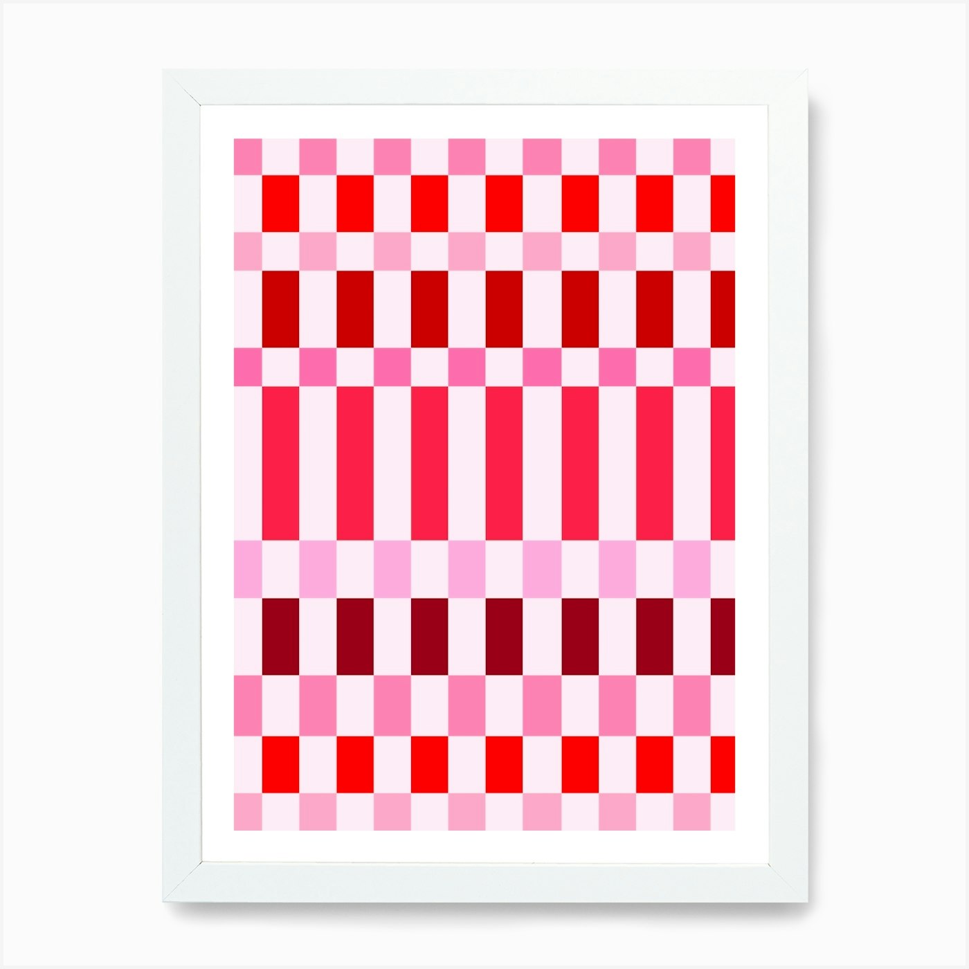 Checkered Pattern in Red and Pink Art Print by OneThreeSix - Fy