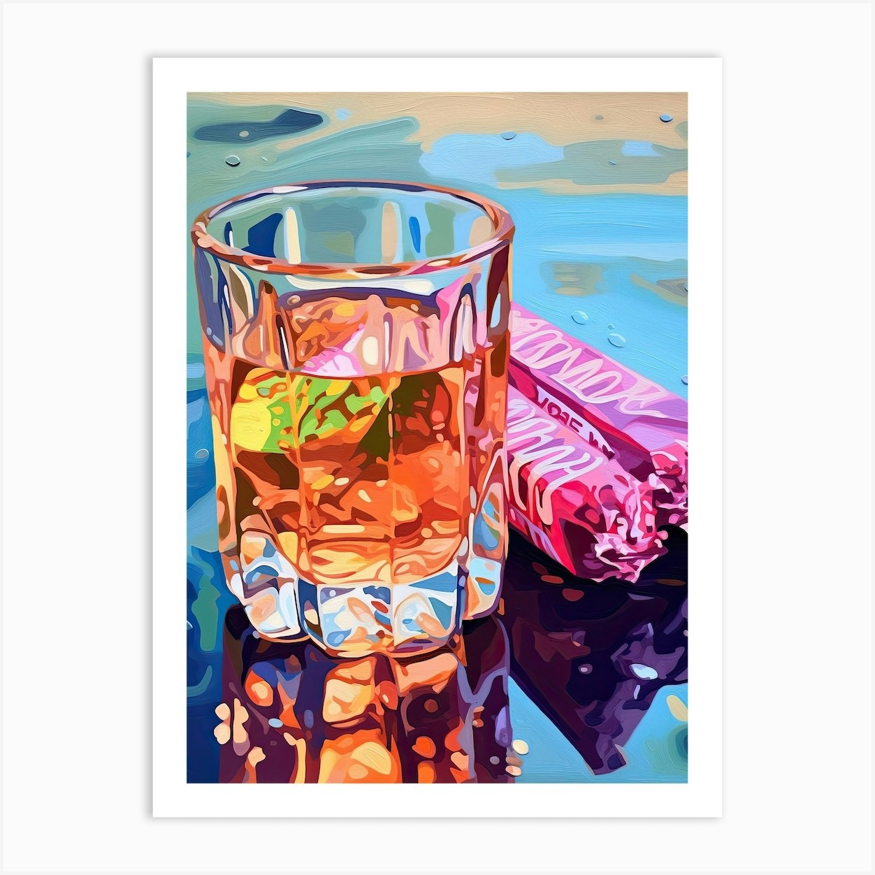 A Glass Of Water Oil Painting 6 Art Print by PopArt Pals - Fy