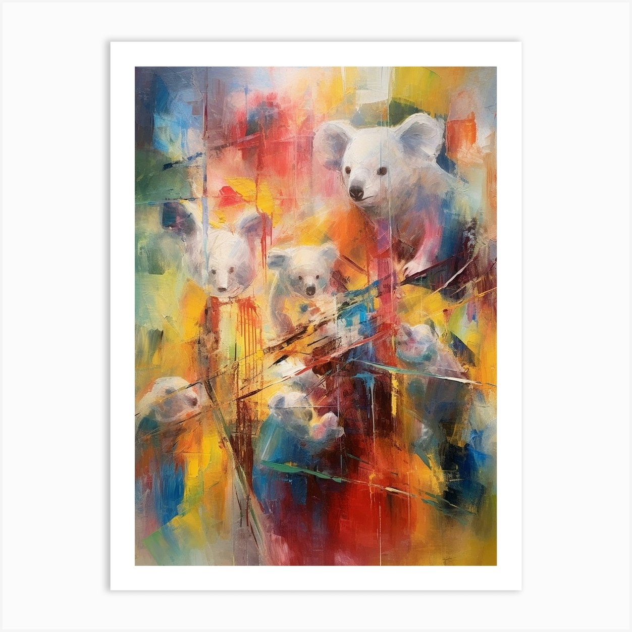Koalas Abstract Expressionism 4 Art Print by Abstract Art Expressions - Fy