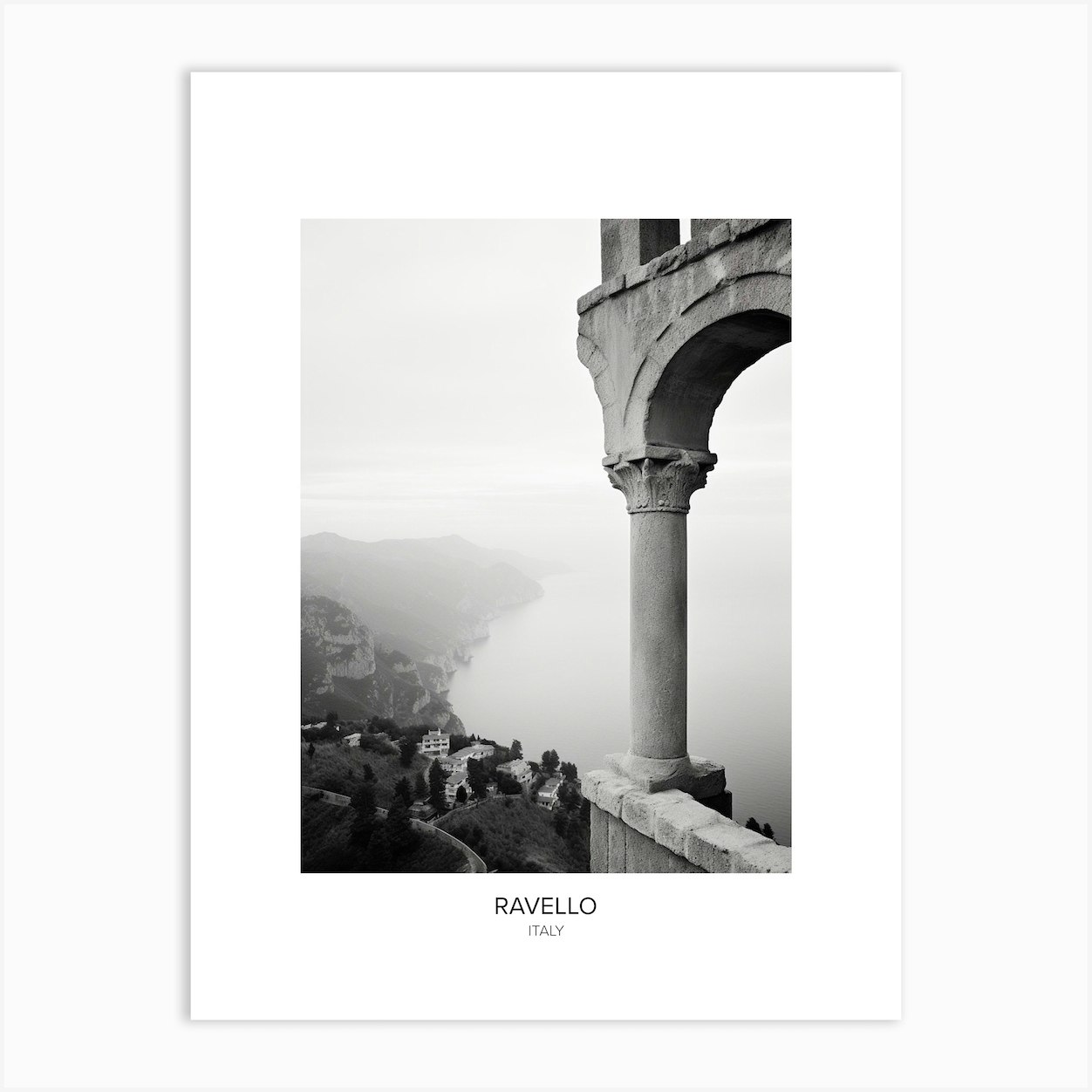 Poster Of Ravello Italy Black And White Photo 3 Art Print By