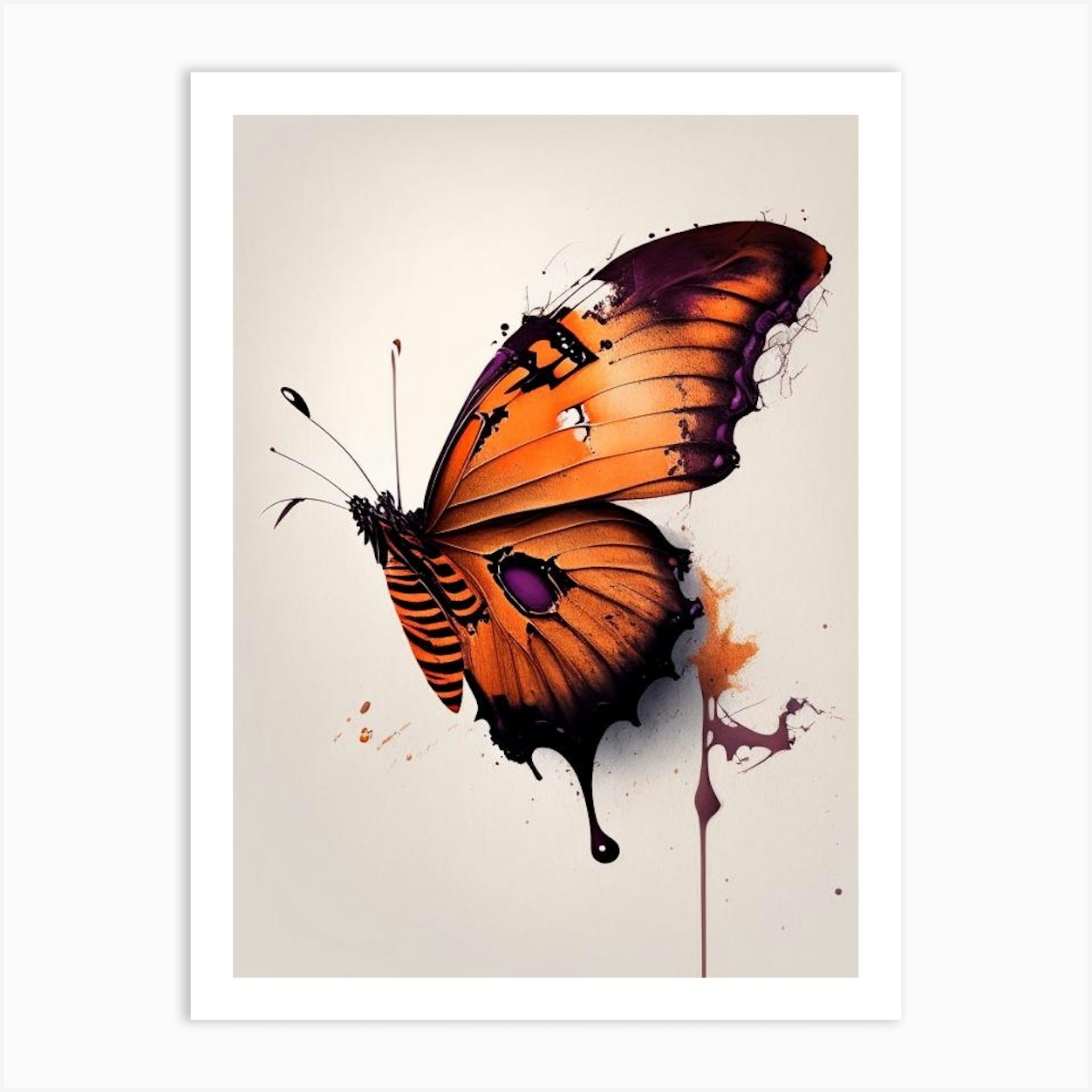 Comma Butterfly Graffiti Illustration 1 Art Print by Papillon Prints - Fy