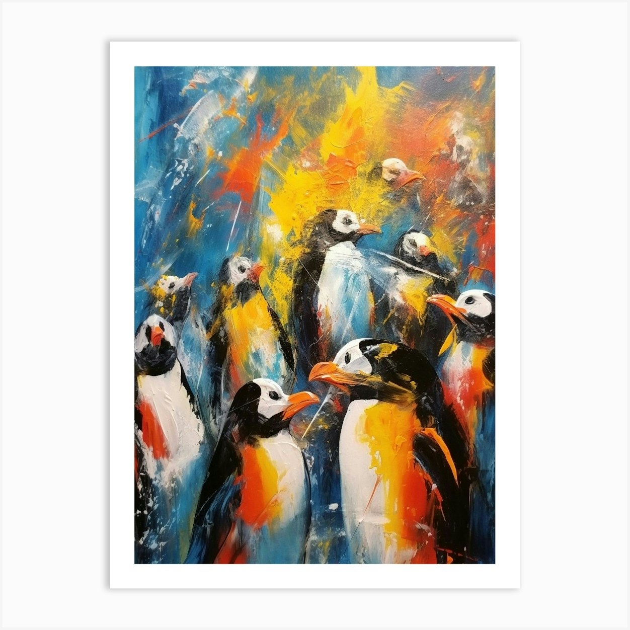 Penguin Abstract Expressionism 1 Art Print by Abstract Art Expressions - Fy