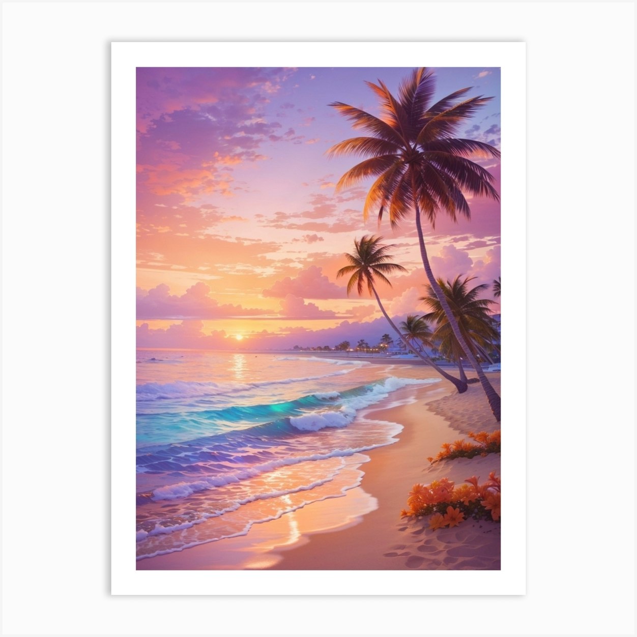 Sunset On The Beach 3 Art Print by Genky - Fy