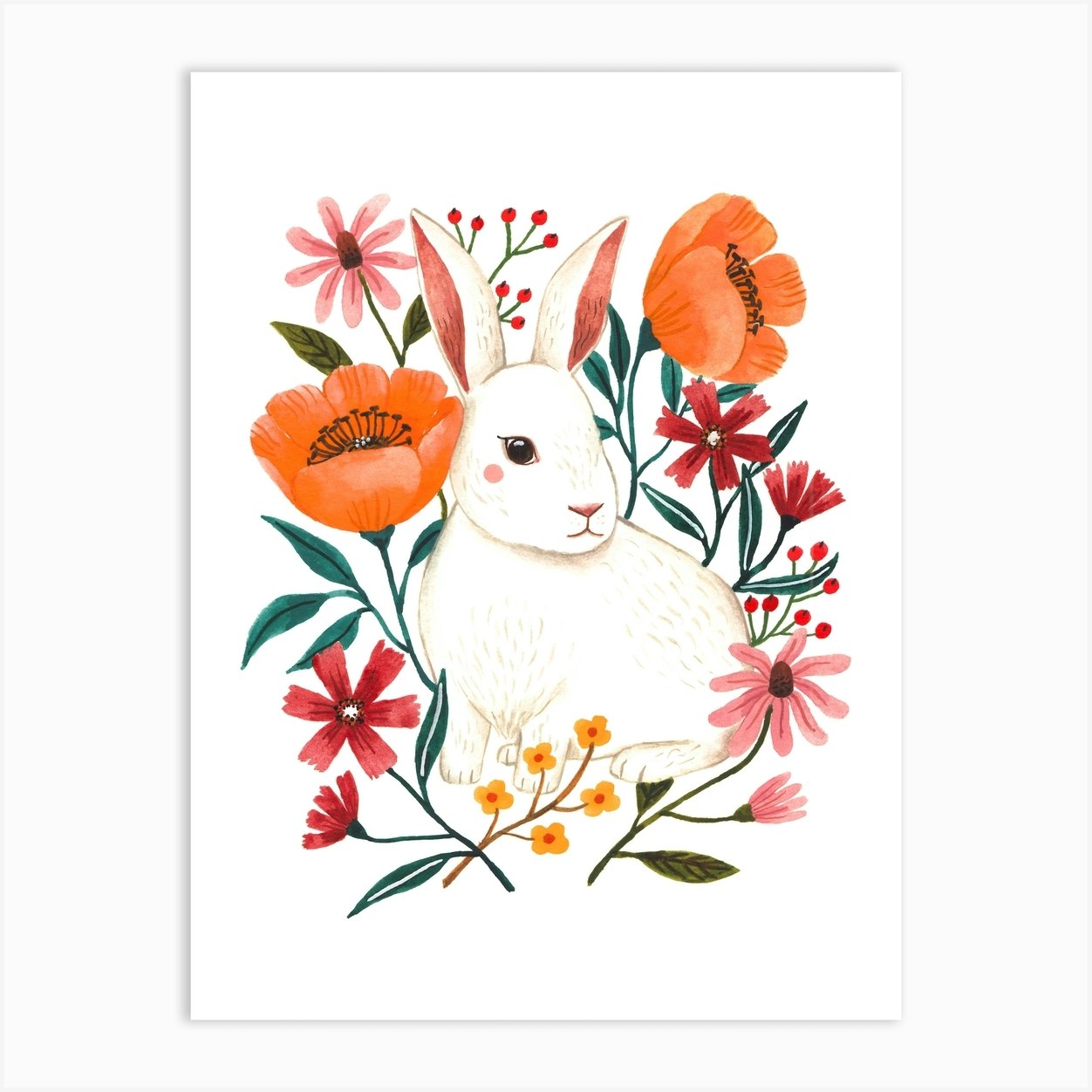 White Rabbit Art Print by Ploypisut - Fy