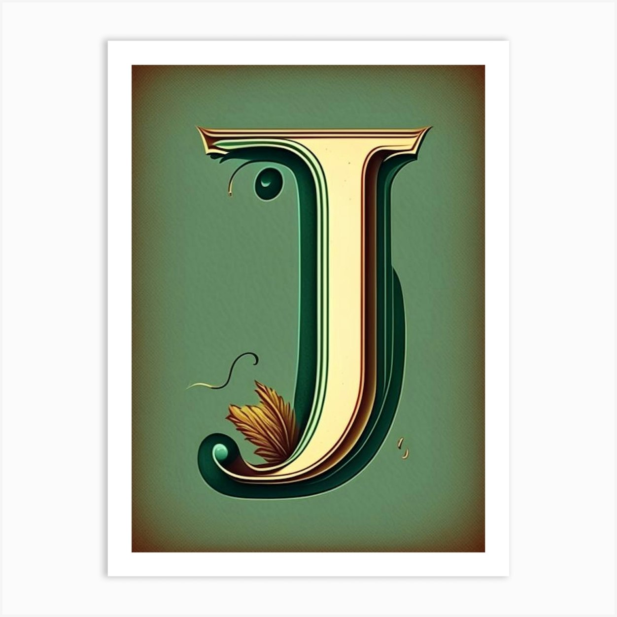J, Letter, Alphabet Retro Drawing 3 Art Print by Artful ABCs - Fy