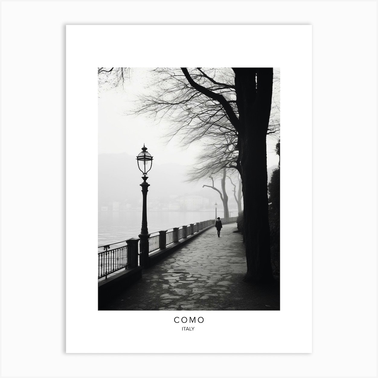 Poster Of Como Italy Black And White Analogue Photography 1 Art Print