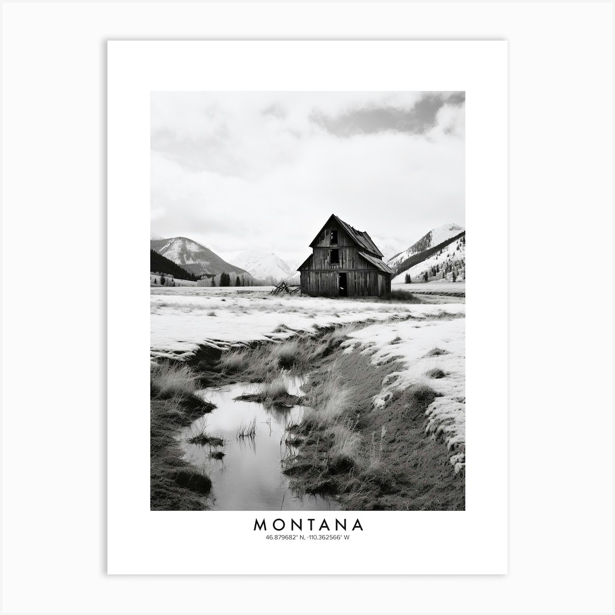 Poster Of Montana Black And White Analogue Photograph 1 Art Print By