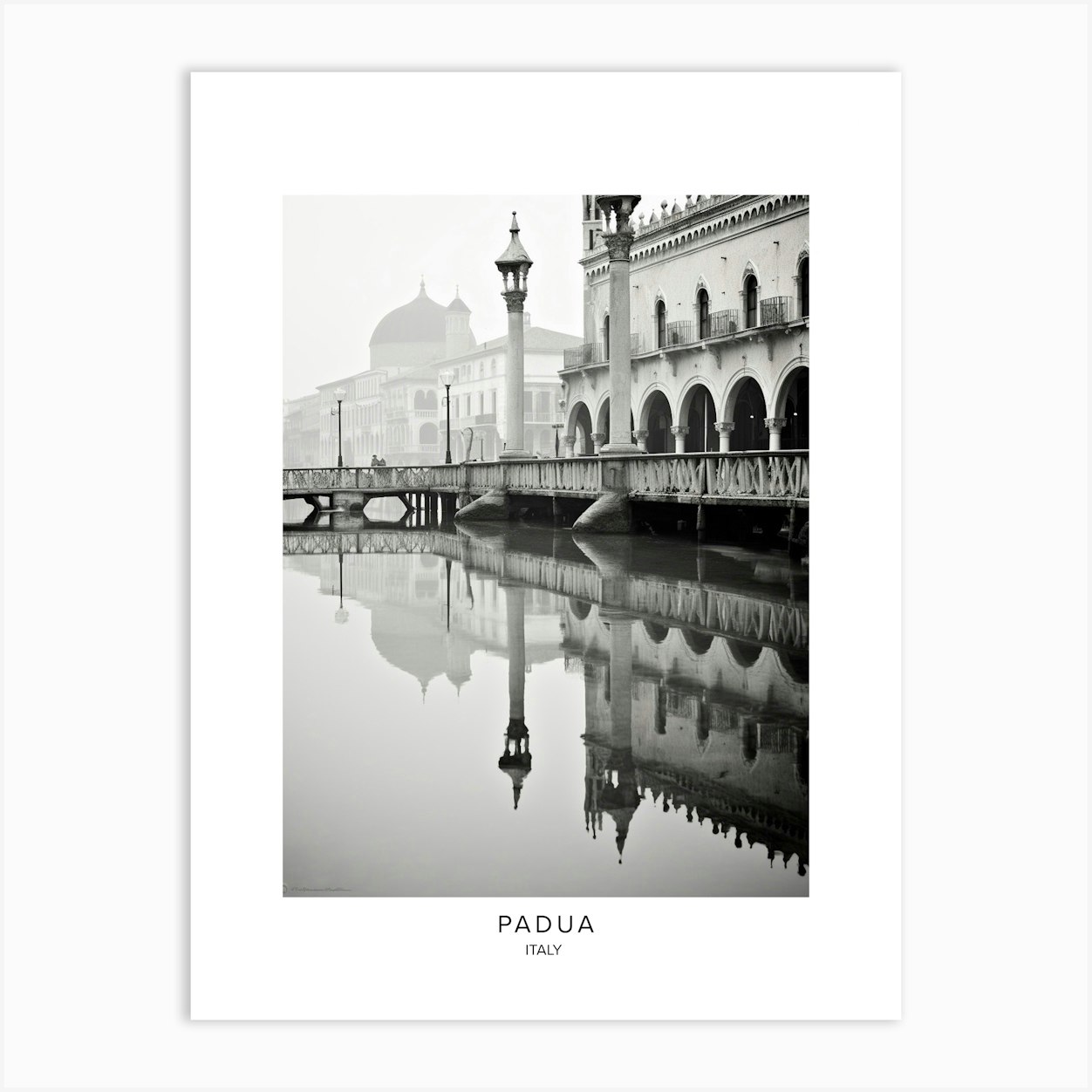 Poster Of Padua Italy Black And White Analogue Photography 1 Art