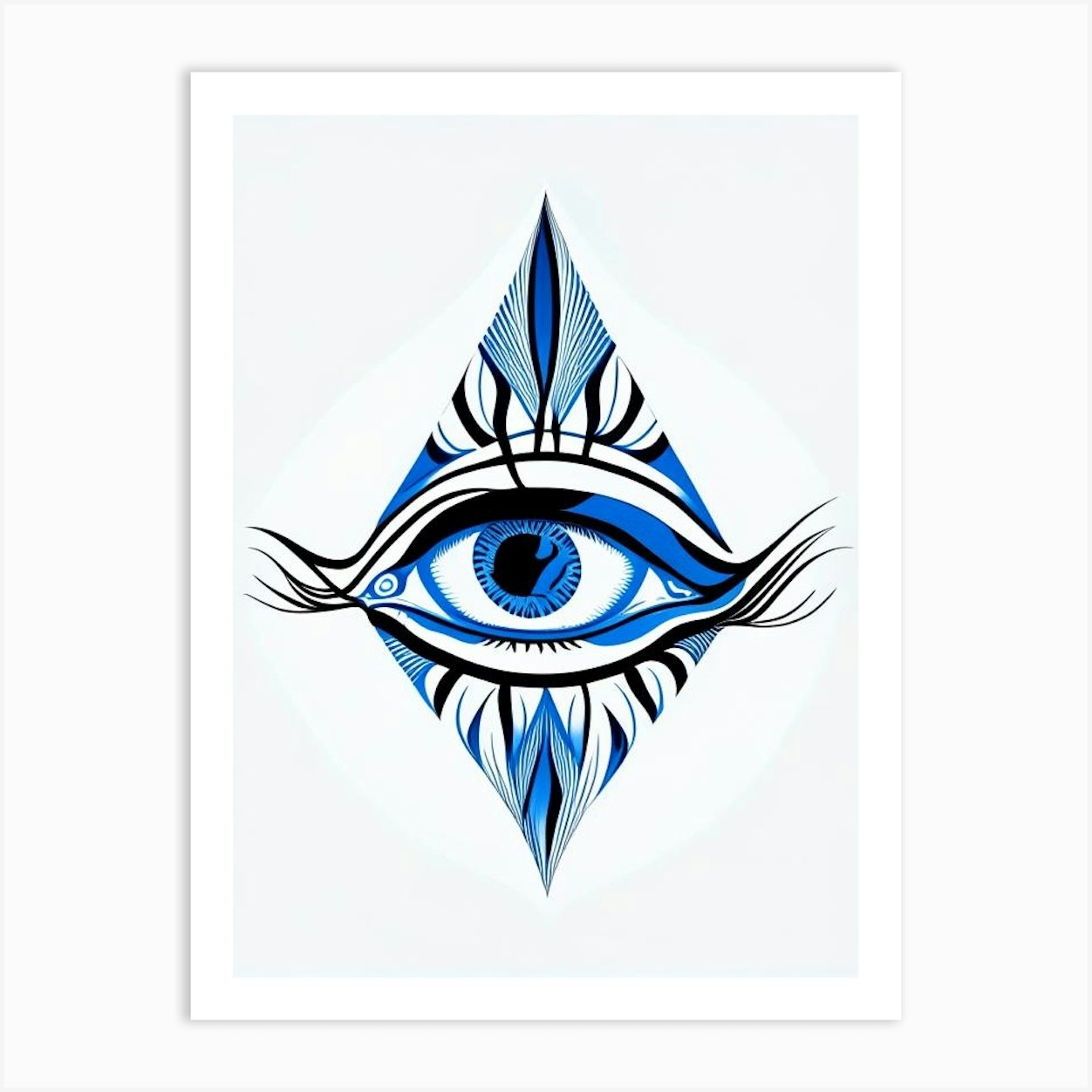 Celestial Eye, Symbol, Third Eye Blue & White 2 Art Print by Symbolic ...