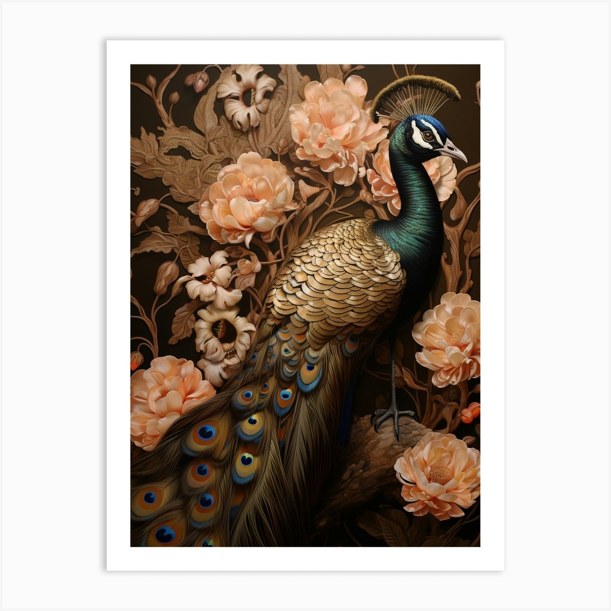 Dark And Moody Botanical Peacock 2 Art Print By Feathered Muse Fy