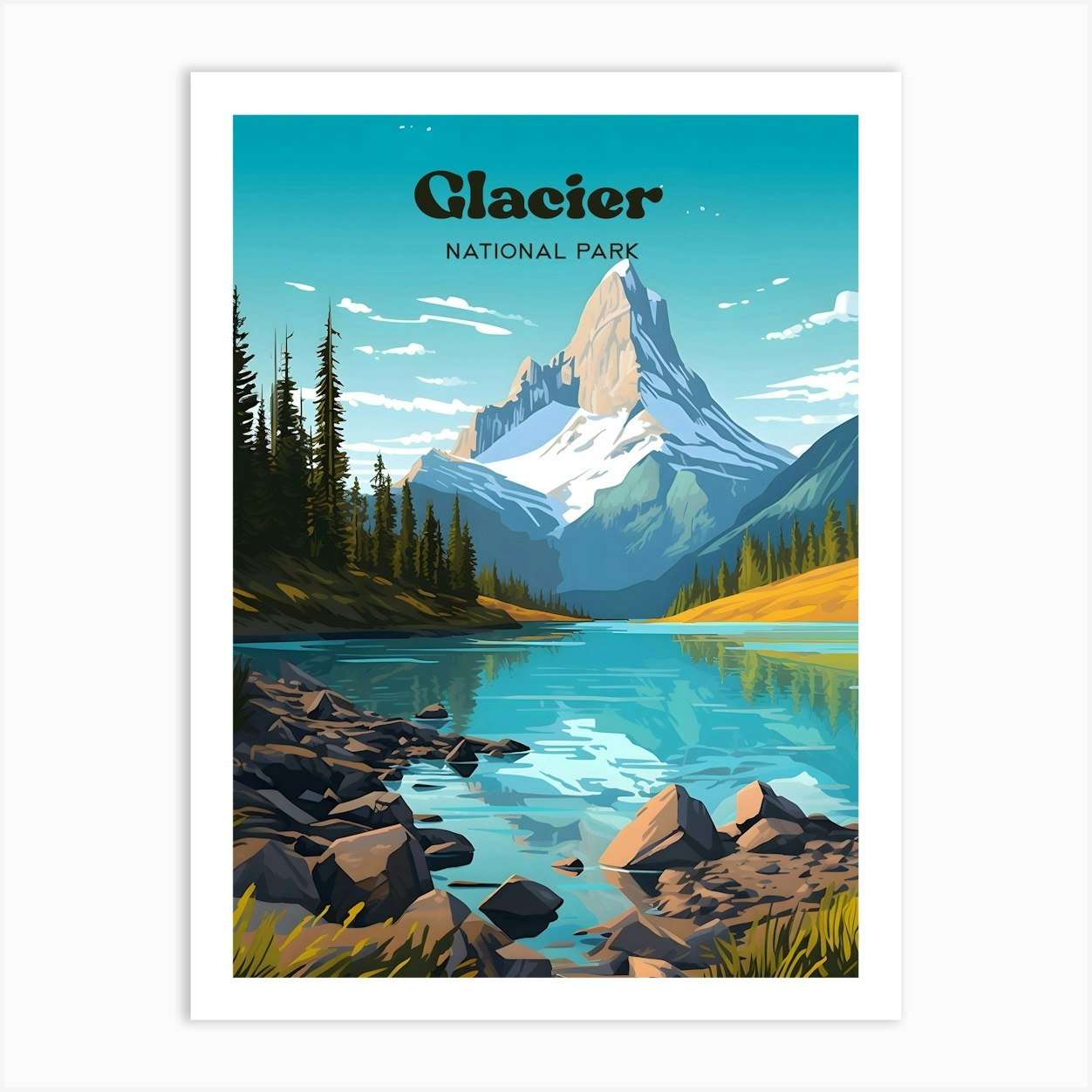 Glacier National Park 1 Travel Poster 3 4 Resize Art Print by ...