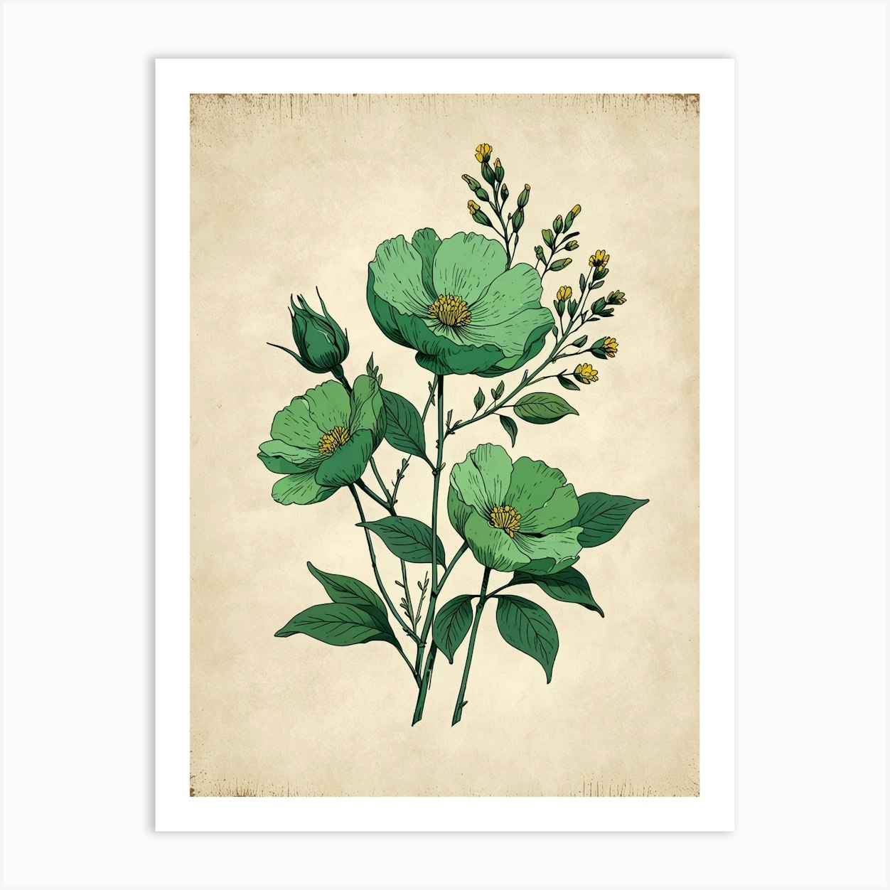 Green Flowers Art Print by AnikArts - Fy