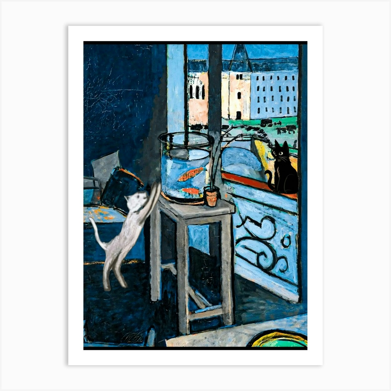 Henri Matisse Cats With Goldfish Funny Famous Cat Art Wall Decor 18th ...