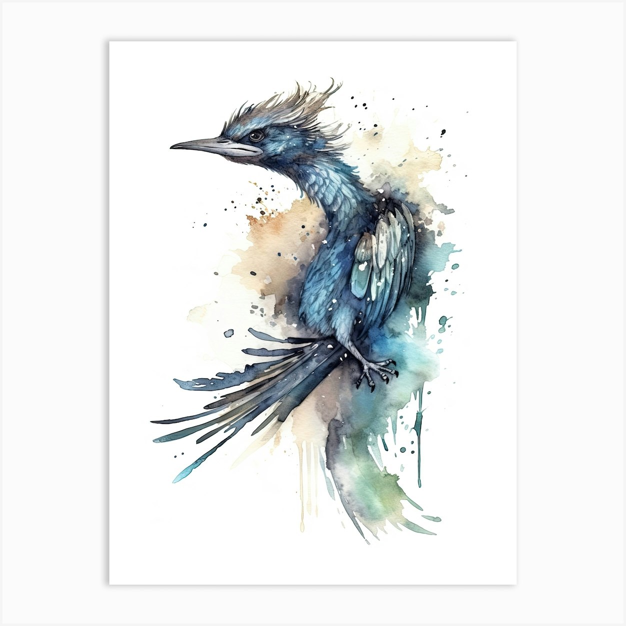 Microraptor Cute Dinosaur Watercolour 1 Art Print by Dino Dreams Art - Fy
