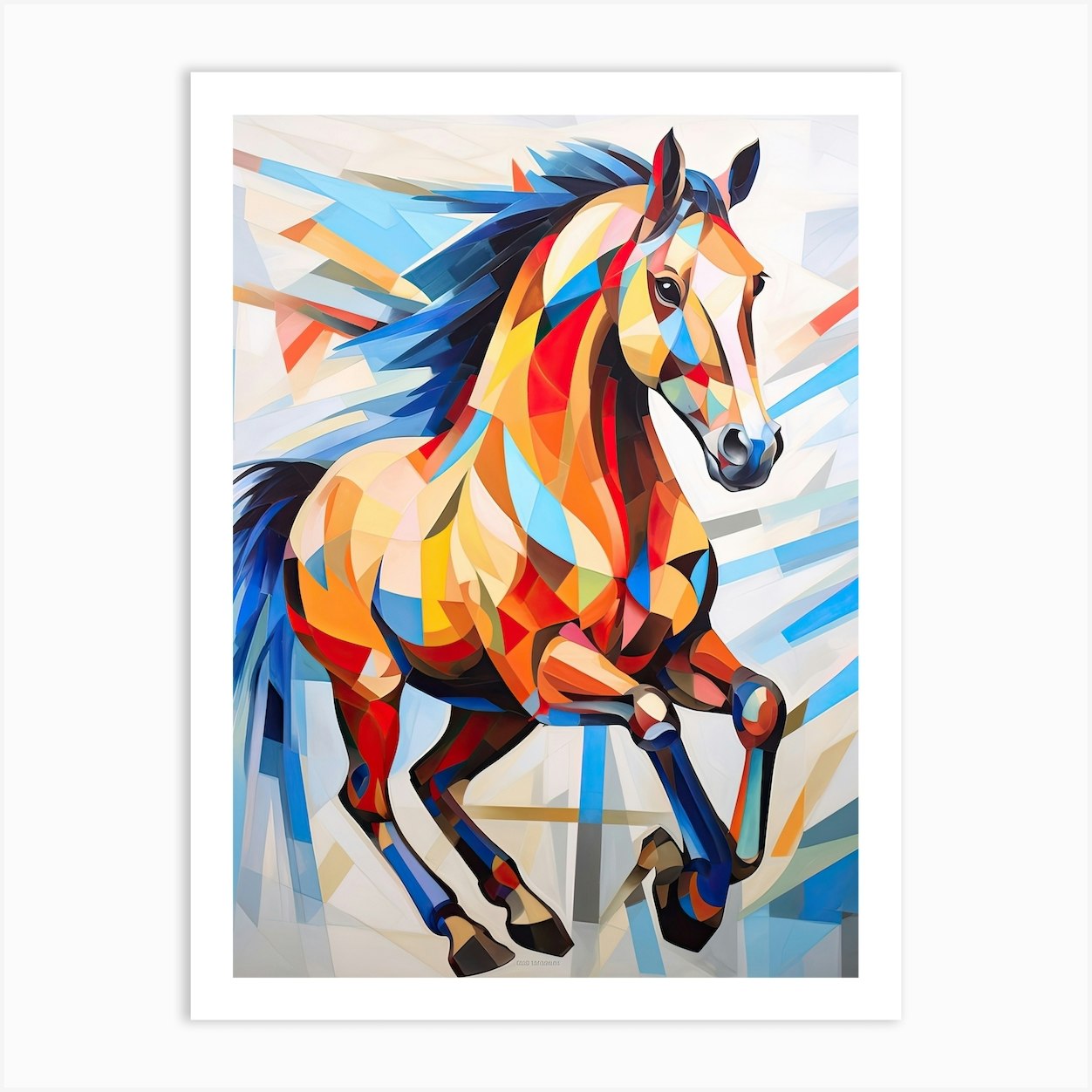 A Horse Painting In The Style Of Cubist Techniques 4 Art Print by ...