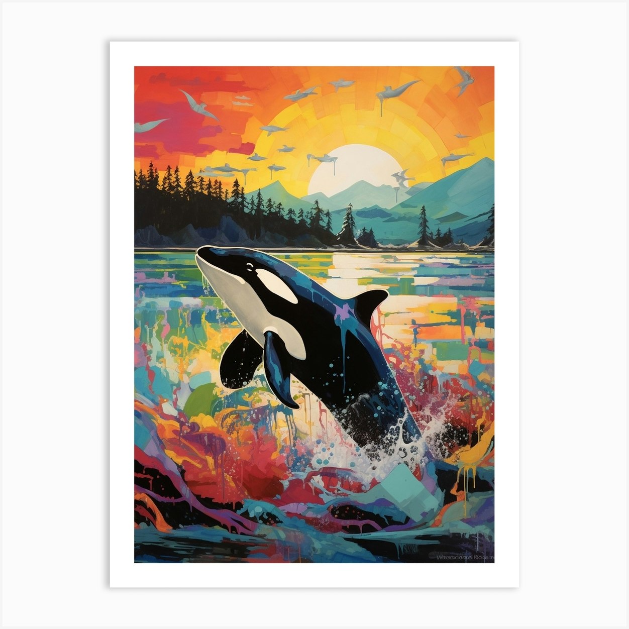 Vivid Surreal Orca Whale Art Print by Energy of the Sea - Fy