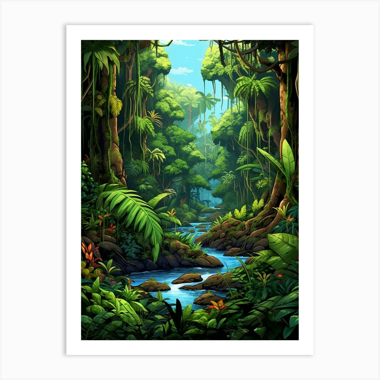 Daintree Rainforest Pixel Art 3 Art Print by PixelPerfect - Fy