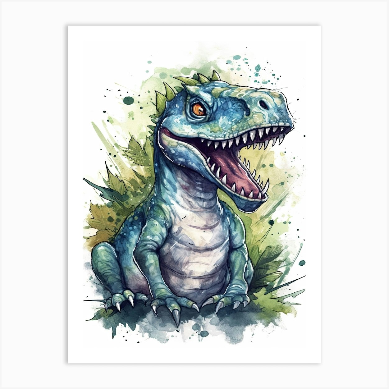Indominus Rex Cute Dinosaur Watercolour 2 Art Print By Dino Dreams Art Fy