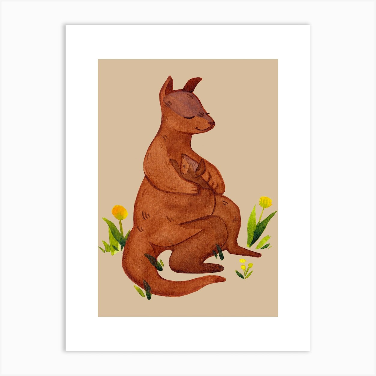 Parent Kangaroo And Joey Art Print by Selene Studios - Fy