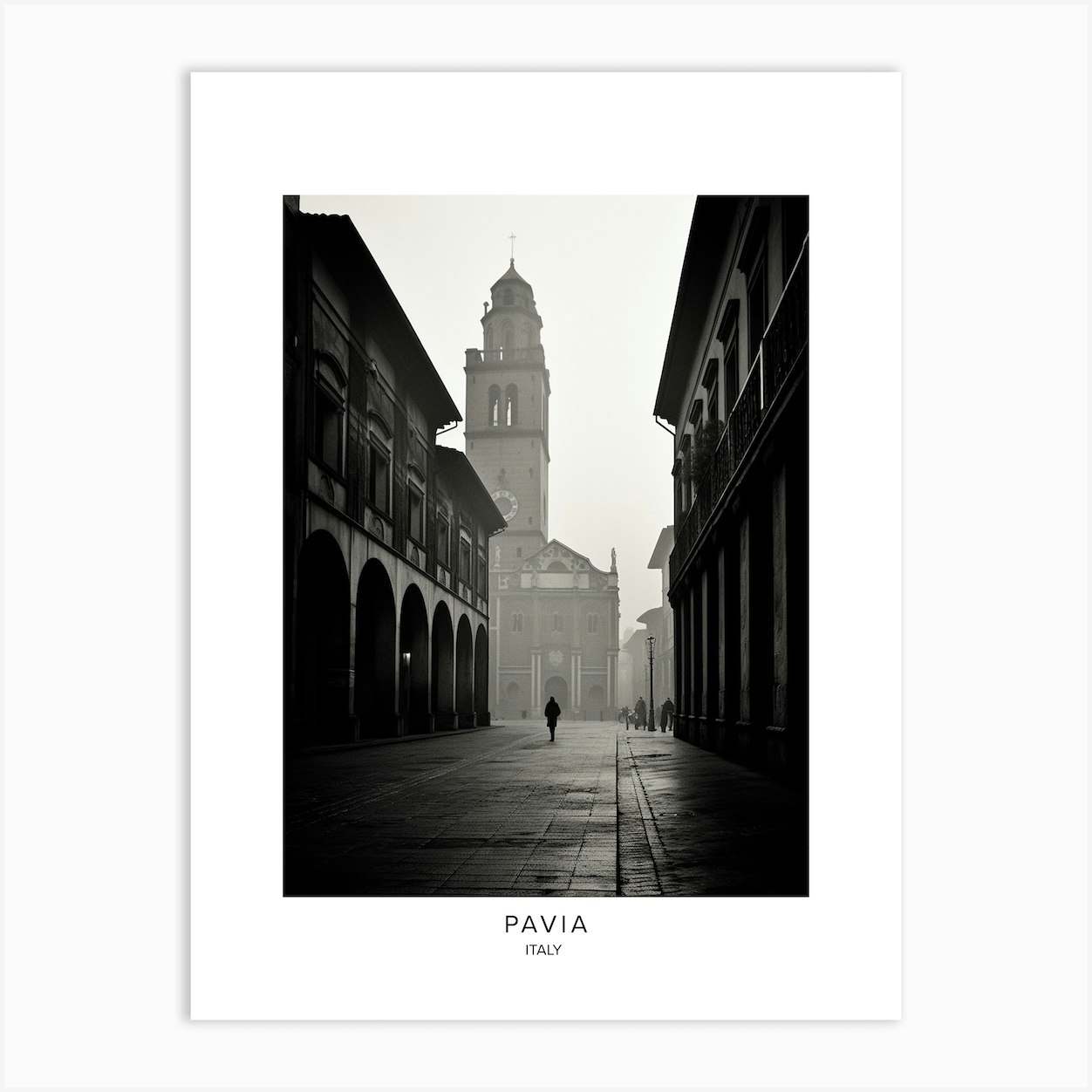 Poster Of Pavia Italy Black And White Analogue Photography 2 Art