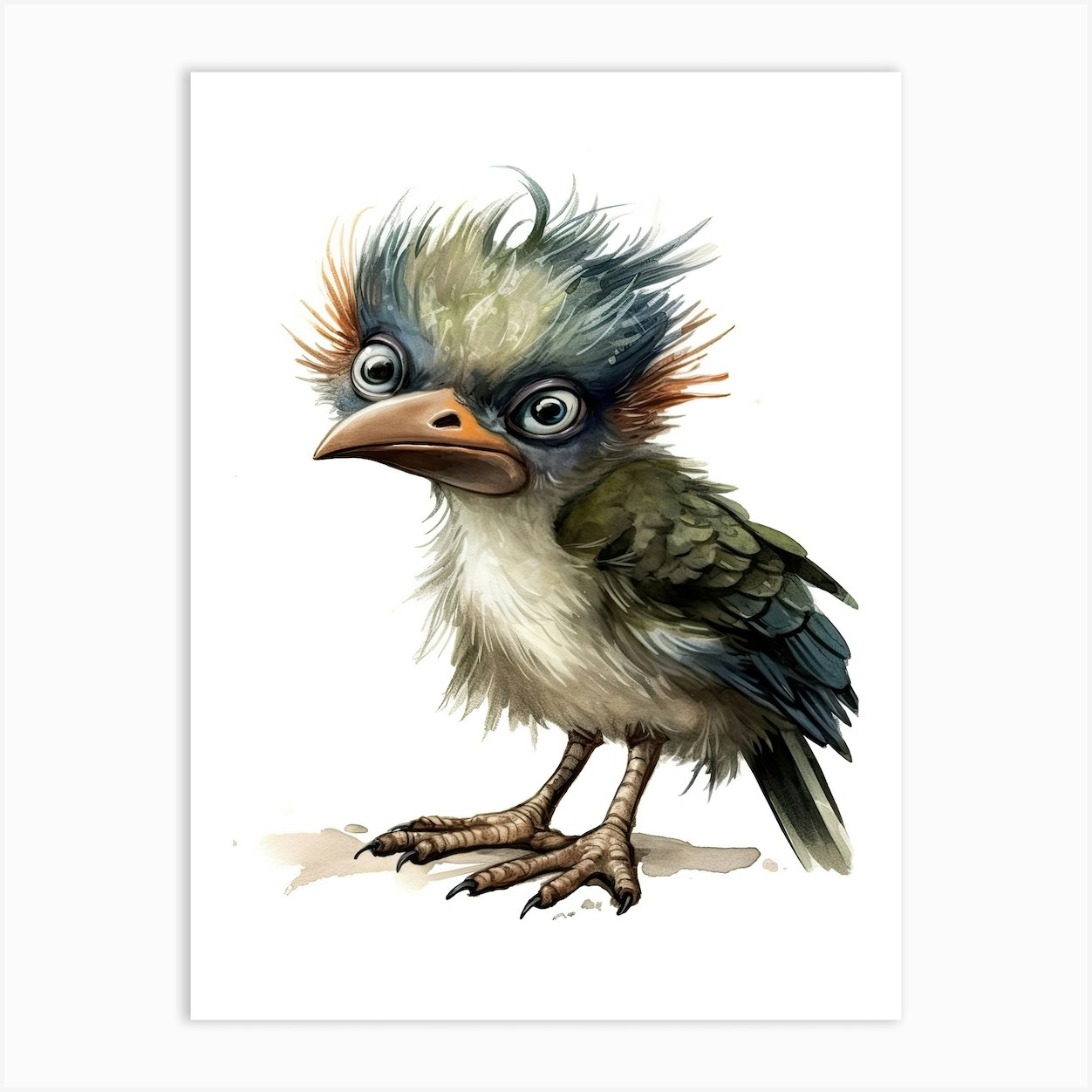Microraptor Cute Dinosaur Watercolour 2 Art Print by Dino Dreams Art - Fy