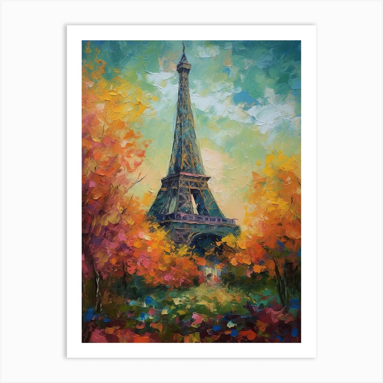 Eiffel Tower Paris France Monet Style 7 Art Print by Fusion Designs - Fy