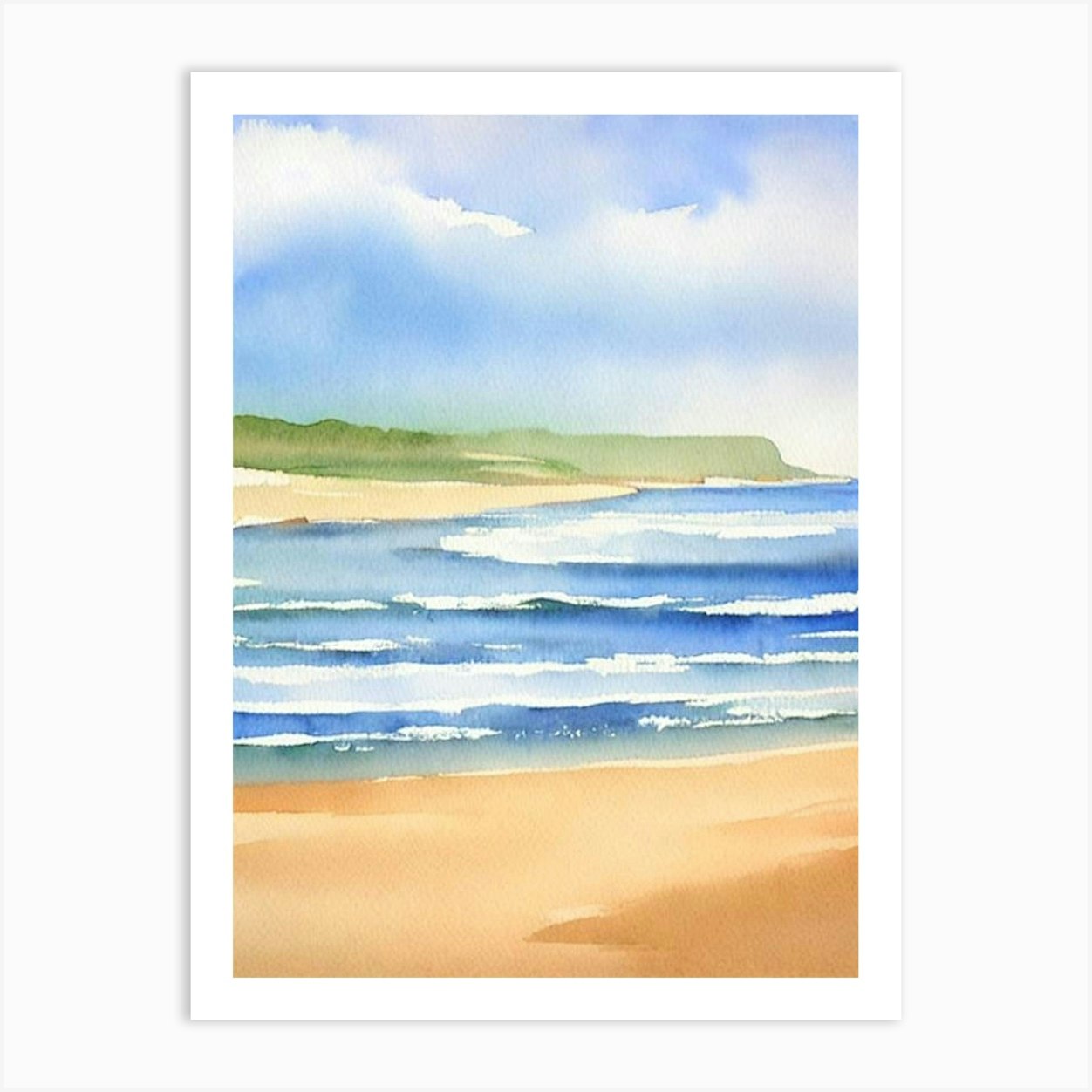 Playa De Zahara De Los Atunes 2, Cadiz, Spain Watercolour Art Print by Sand & Surf Prints - Fy