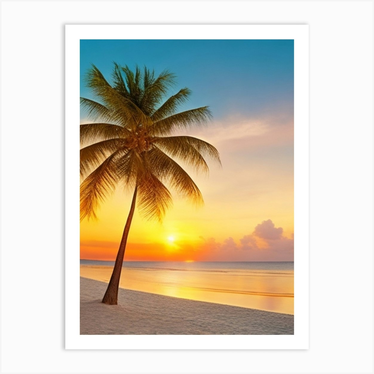 Sunset on a Tropical Beach 1 Art Print by Imani Mr. 1988 - Fy