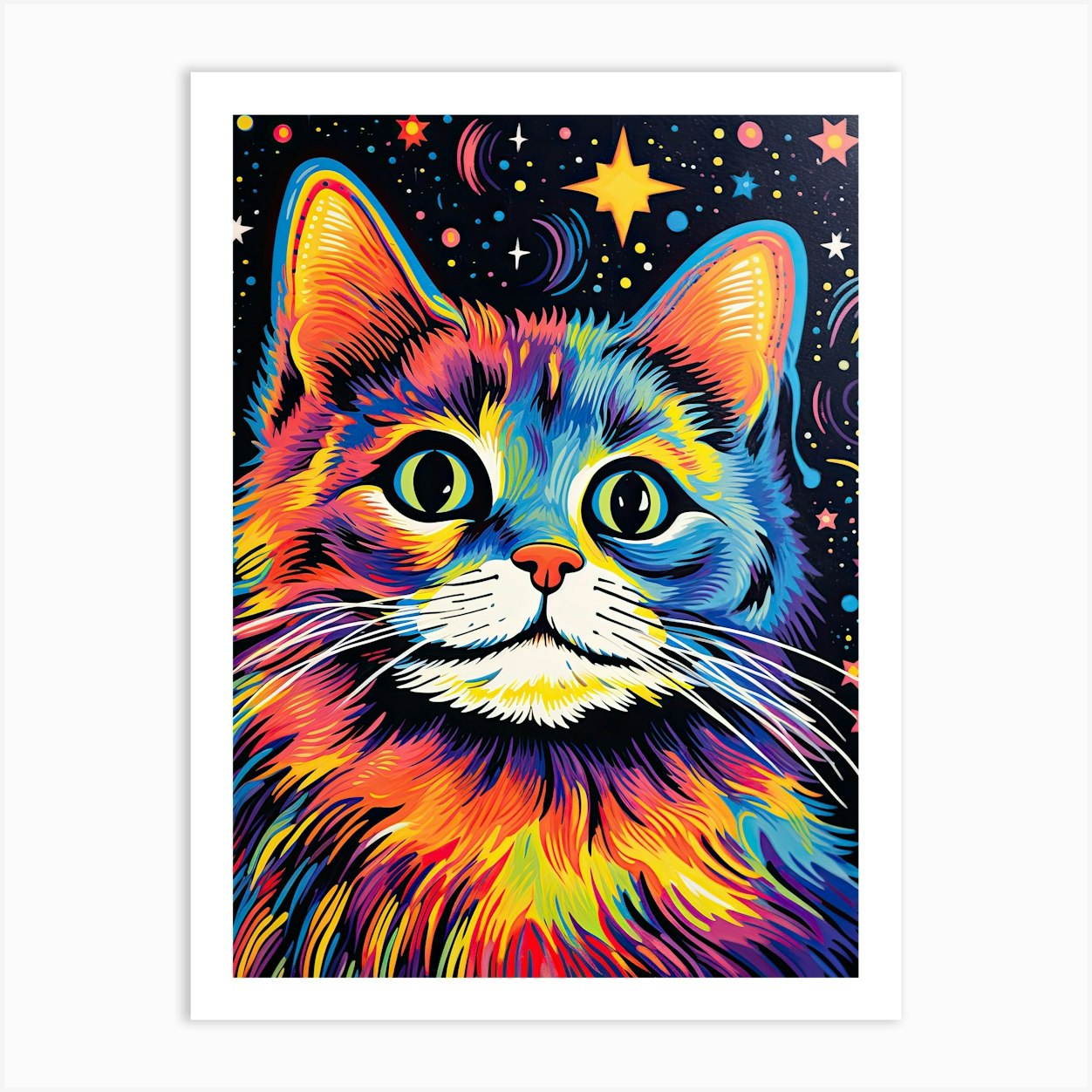 Interstellar Purrade, Psychedelic Cats series Art Print by Art-Syndicate - Fy