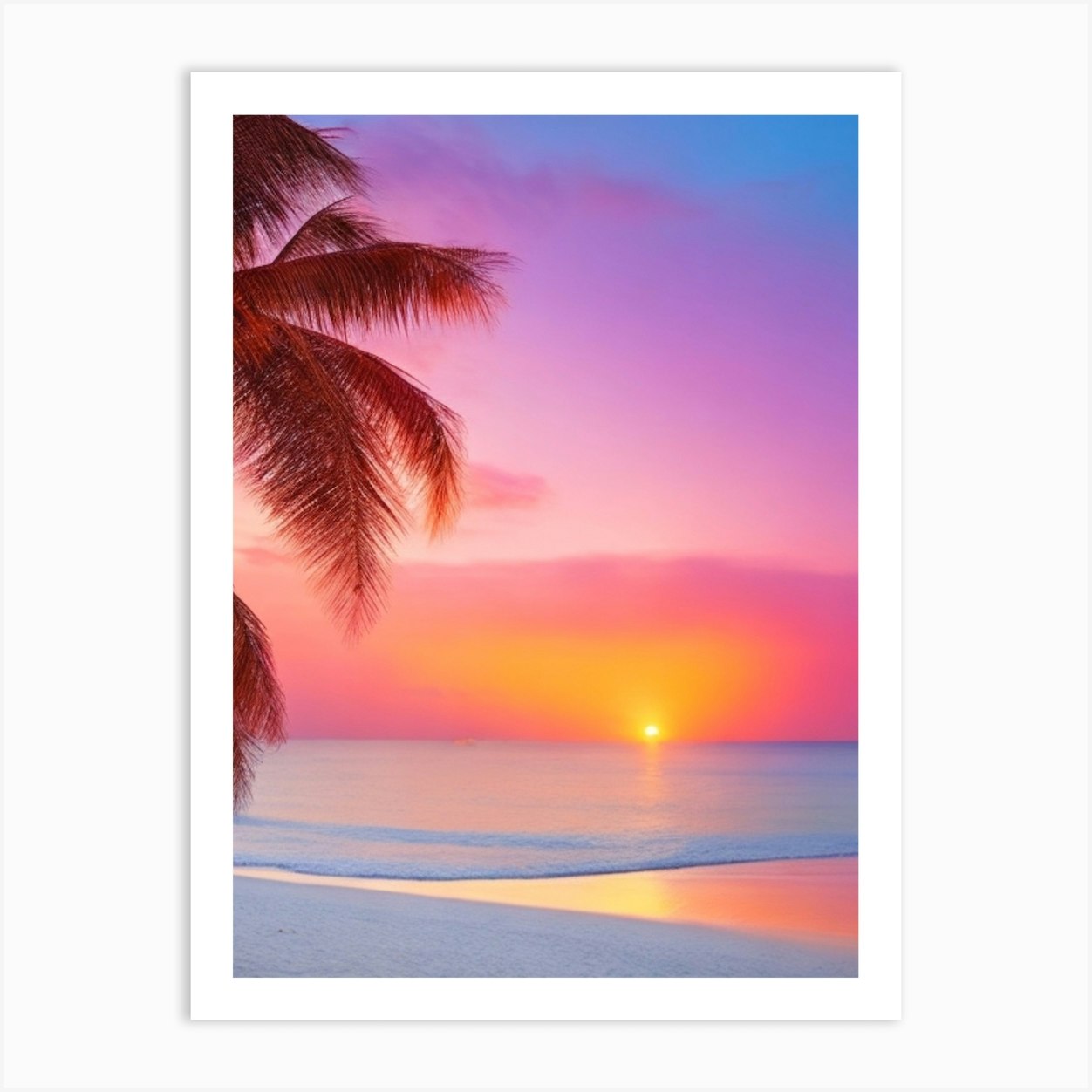 Sunset on a Tropical Beach 7 Art Print by Imani Mr. 1988 - Fy