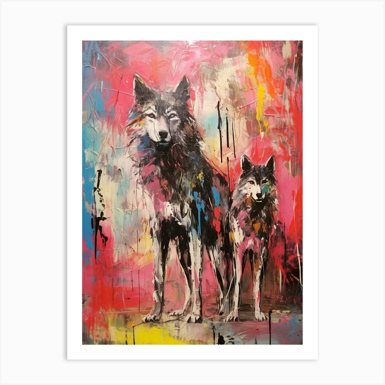 Wolves Abstract Expressionism 1 Art Print by Abstract Art Expressions - Fy