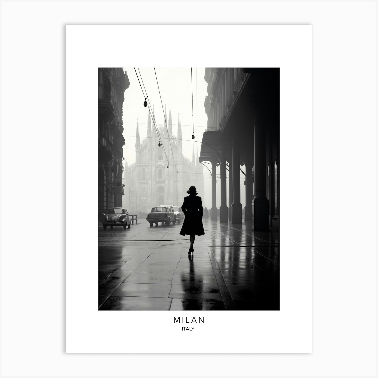 Poster Of Milan Italy Black And White Analogue Photography 2 Art