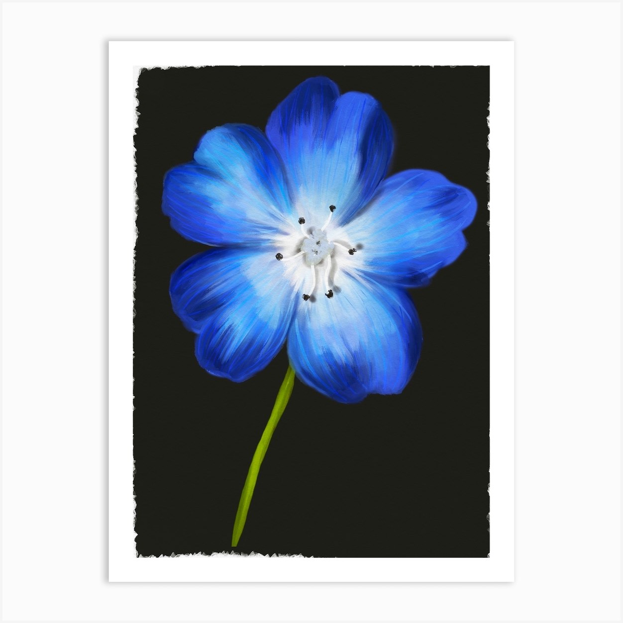 Blue Flower Art Print By Nora Gad Fy