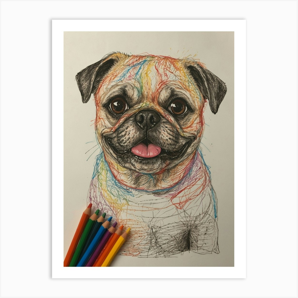 Pug Drawing Art Print by PlayPlusFollow - Fy